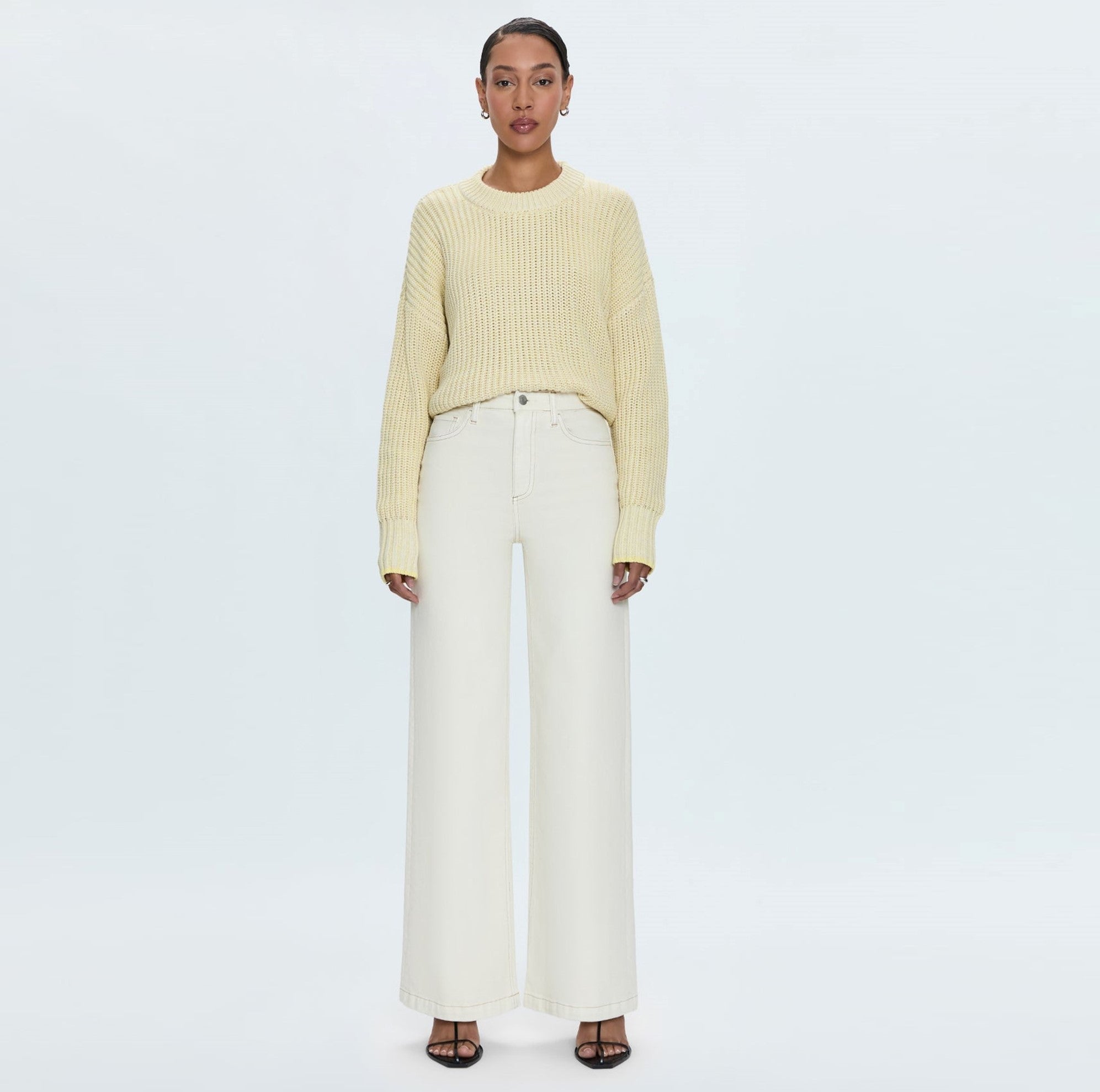 Pistola Lana High Rise Ultra Wide Leg Jean - Ecru | The Hat Store, LLC